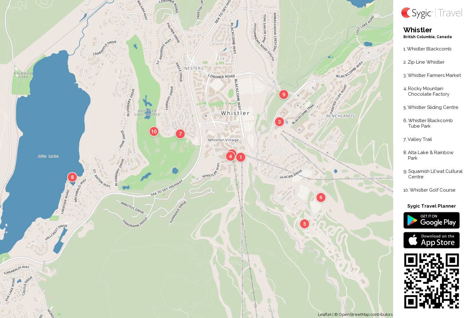 Whistler Printable Tourist Map | Sygic Travel Whistler Printable Tourist Map | Sygic Travel